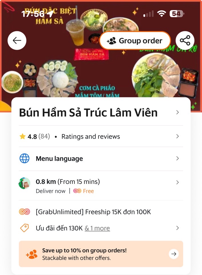 【Ho Chi Minh・Grab Food】もちもち Hu Tieu？しっかりスープのボリューム麺！ ~ Bun Ham Sa Thuc ...